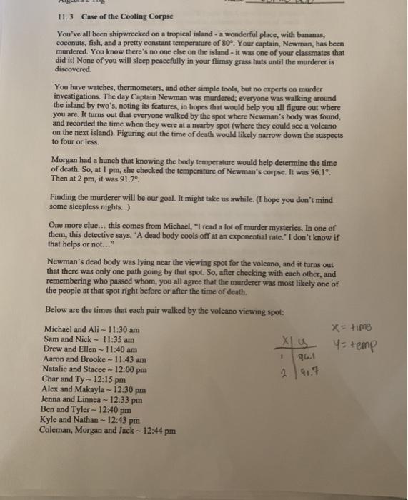 11.3 Case of the Cooling Corpse You've all been | Chegg.com