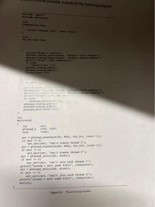 Solved possible outputs for the following voud Thentetroce | Chegg.com