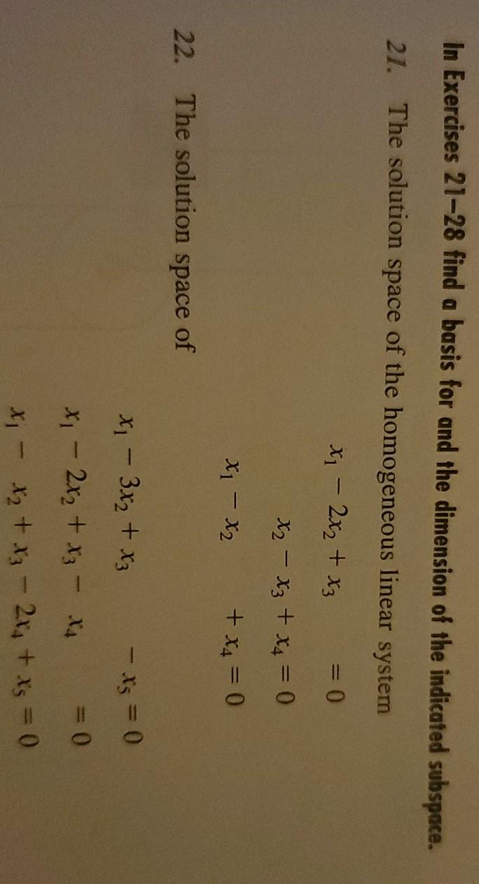 Solved In Exercises 21-28 find a basis for and the dimension | Chegg.com