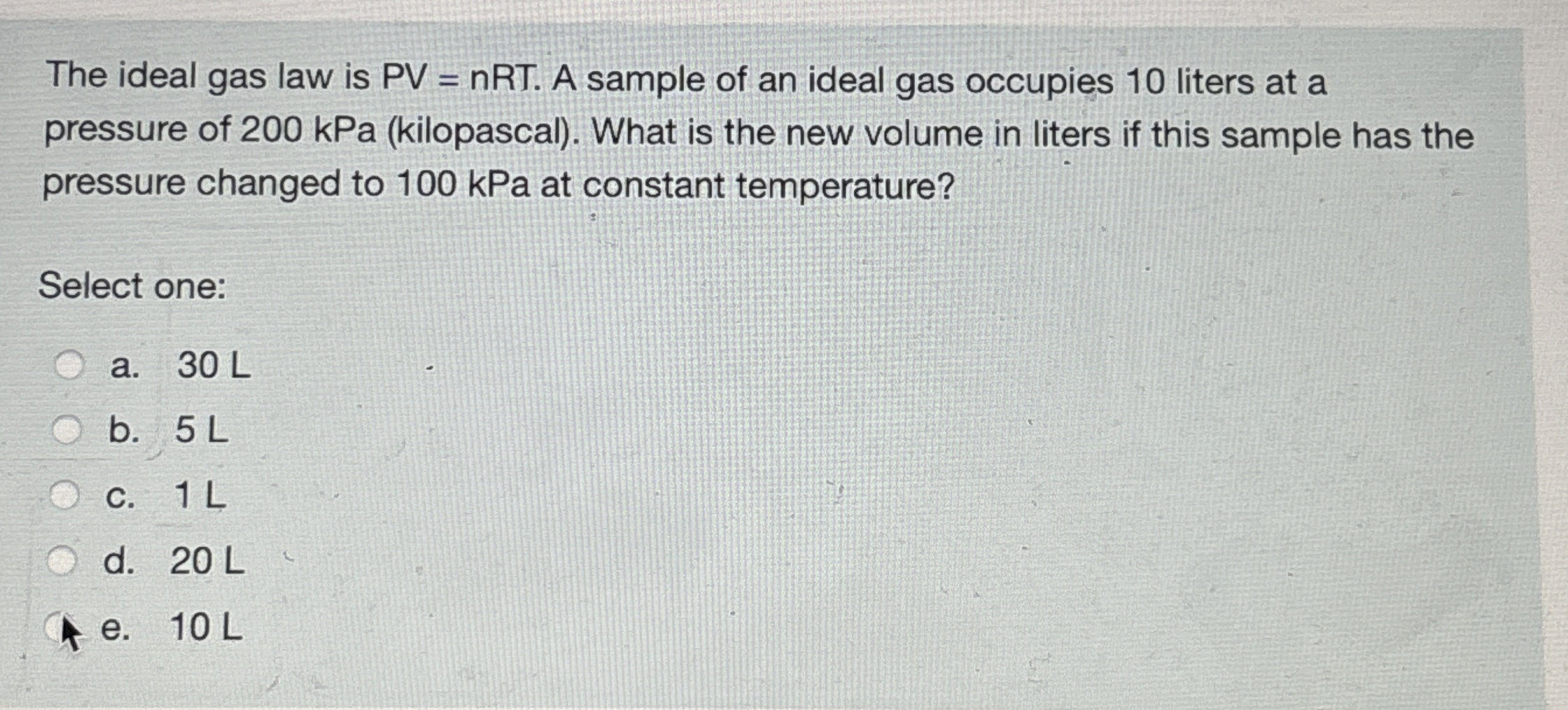 Solved The ideal gas law is PV = ﻿nRT. ﻿A sample of an ideal | Chegg.com