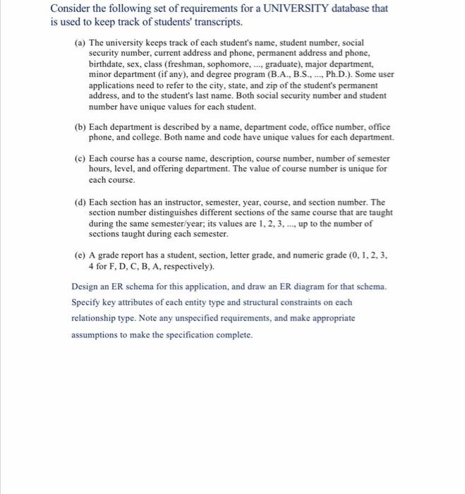 Solved Consider the following set of requirements for a | Chegg.com