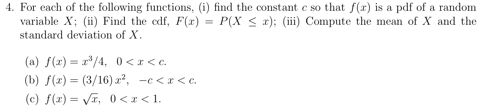 Solved For each of the following functions, (i) ﻿find the | Chegg.com
