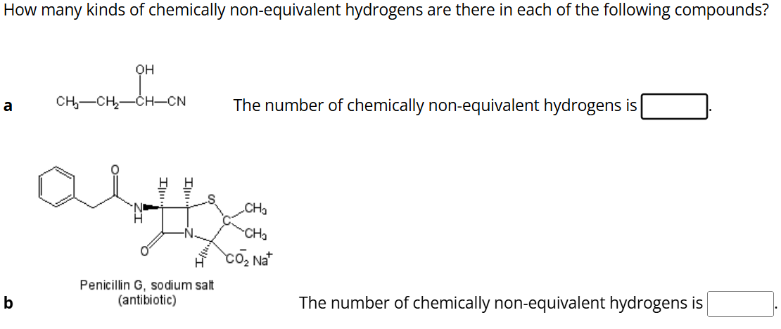 Solved How many kinds of chemically non-equivalent hydrogens | Chegg.com