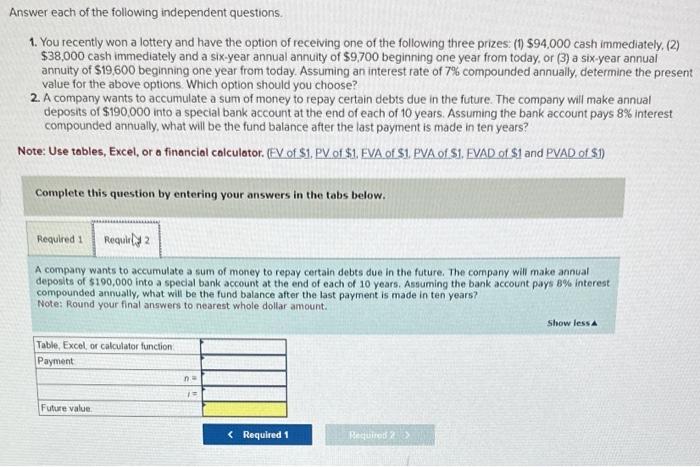 Solved Exercise 5-15 (Algo) Future and present value [LO5-3, | Chegg.com