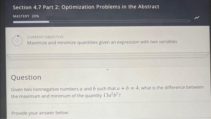 Solved CURRENT OBJECTIVE Maximize and minimize quantities | Chegg.com