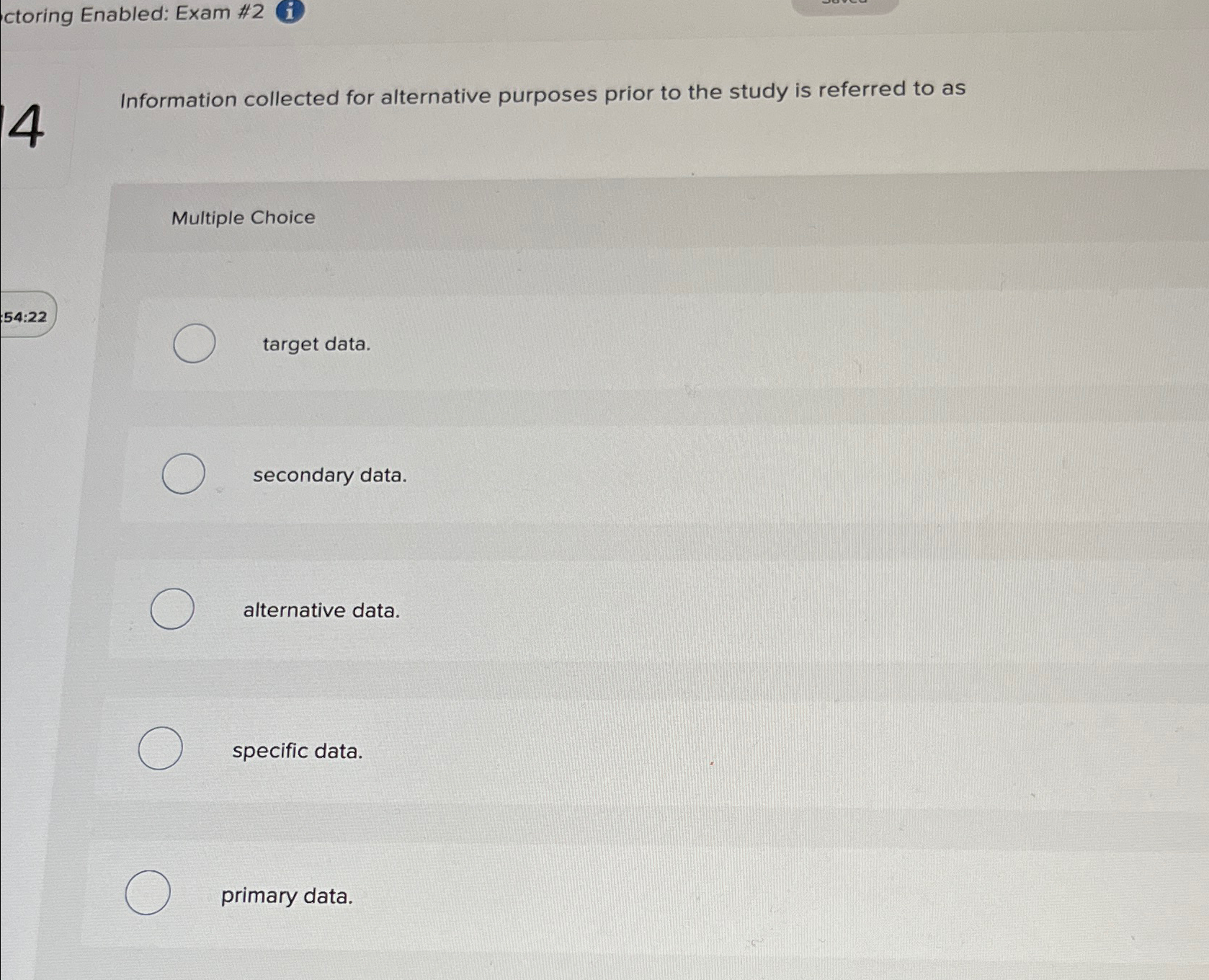 Solved ctoring Enabled: Exam #2Information collected for | Chegg.com