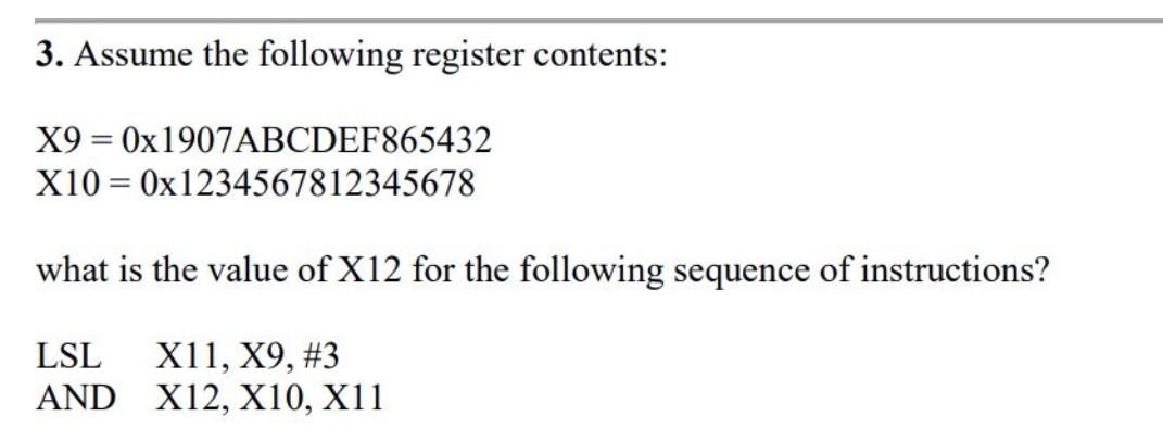 Solved 3. Assume the following register contents: | Chegg.com