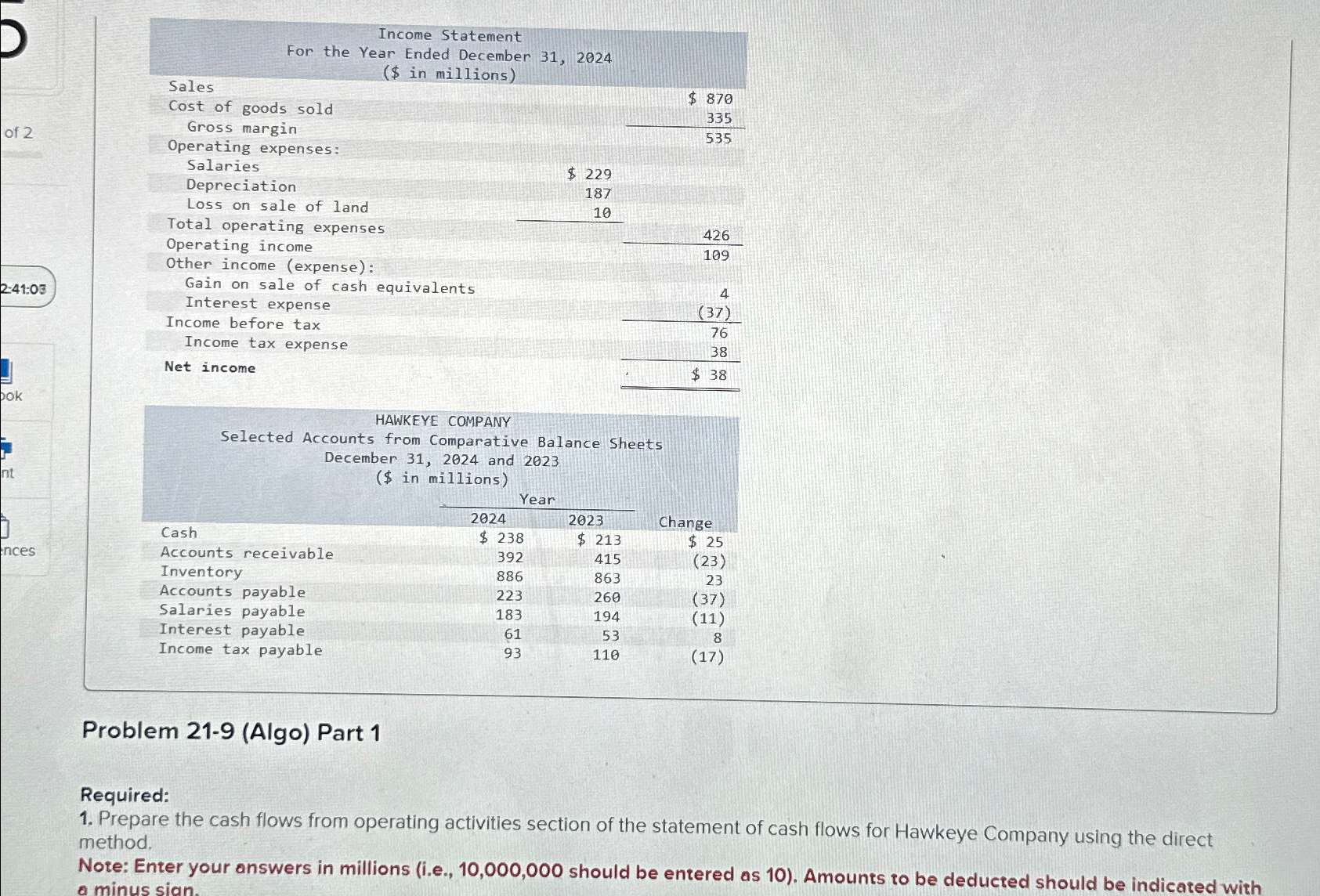 Solved Problem 21-9 (Algo) ﻿Part 1Required:Prepare the cash | Chegg.com