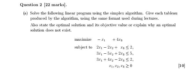 Solved ) Solve the following linear program using the | Chegg.com