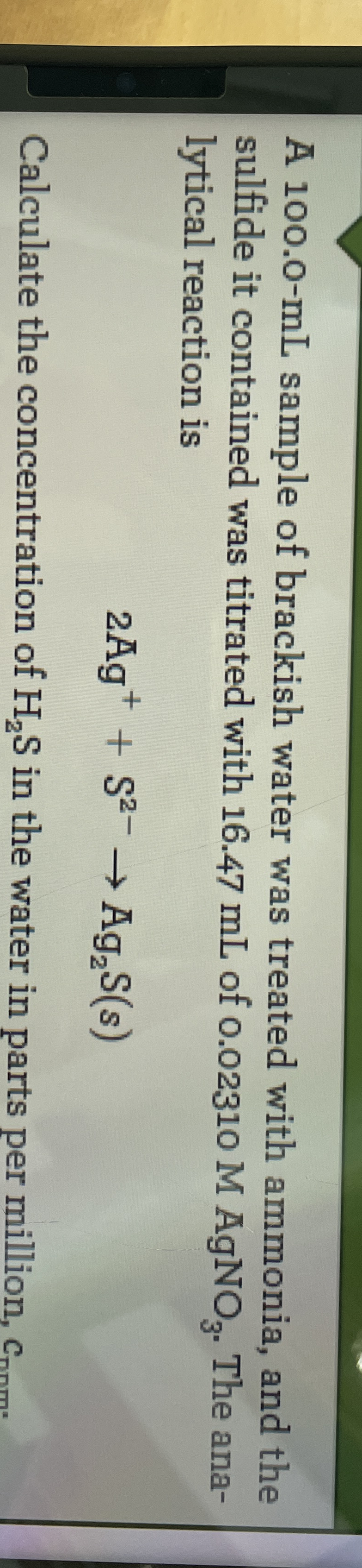 Solved A 100.0-mL ﻿sample of brackish water was treated with | Chegg.com