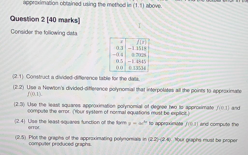 Solved Question 2 [40 marks] Consider the following | Chegg.com