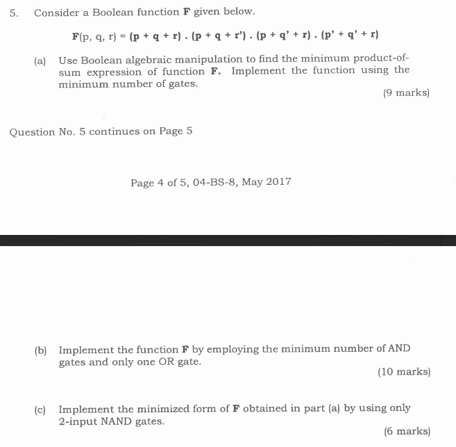 Solved Consider a Boolean function F ﻿given | Chegg.com