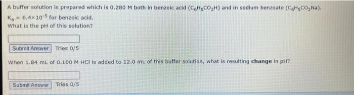 Solved A buffer solution is prepared which is 0.280M both in | Chegg.com