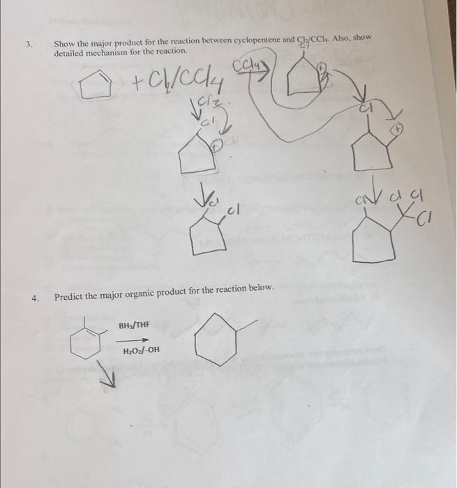 Solved 3. Show the major product for the reaction between | Chegg.com