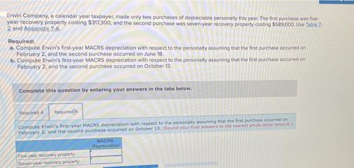 Solved 2 Check my Erwin Company, a calendar year taxpayer, | Chegg.com