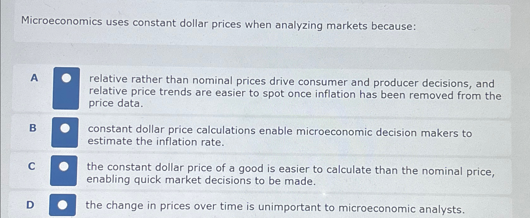 Solved Microeconomics uses constant dollar prices when | Chegg.com
