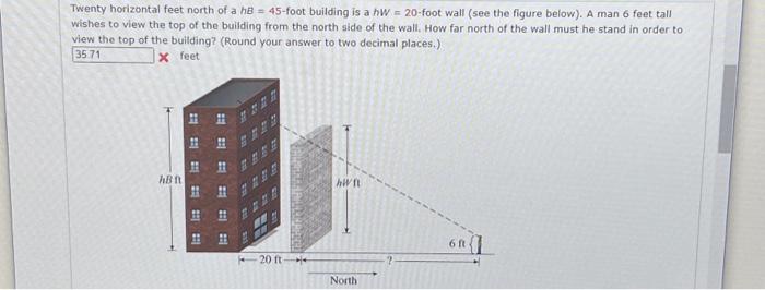 Solved Twenty horizontal feet north of a hB = 45-foot | Chegg.com