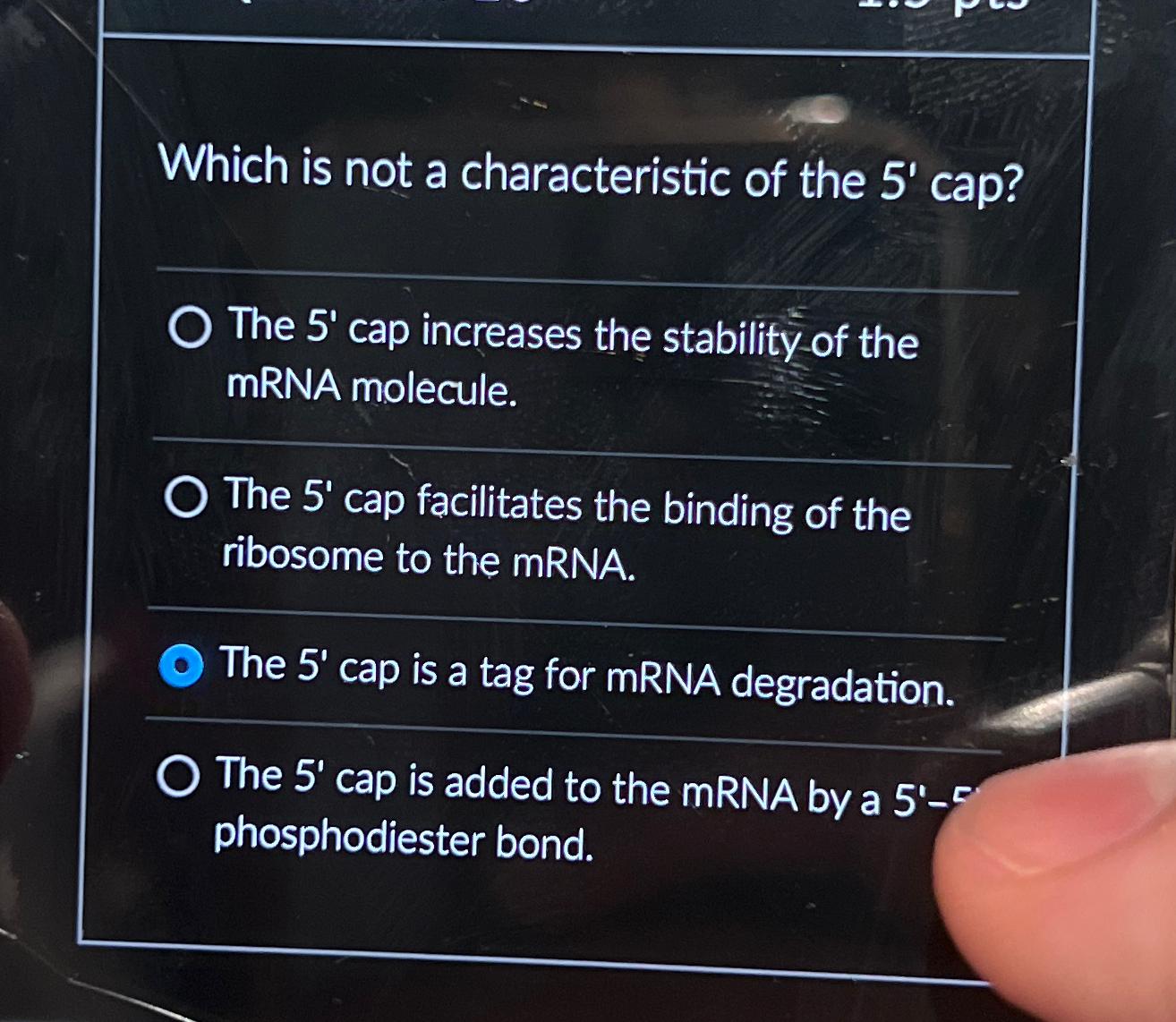 Solved Which is not a characteristic of the 5' ﻿cap?The 5' | Chegg.com