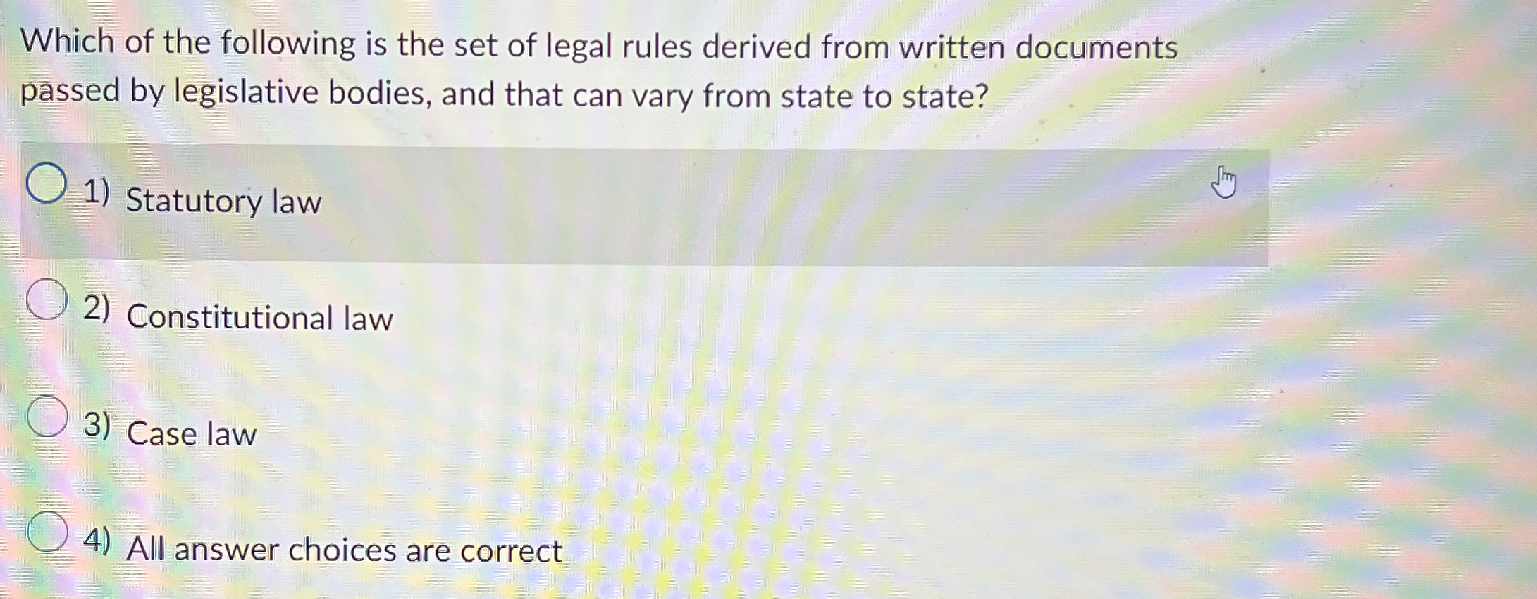 Solved Which of the following is the set of legal rules | Chegg.com