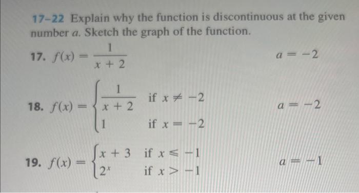 Solved 17-22 Explain why the function is discontinuous at | Chegg.com