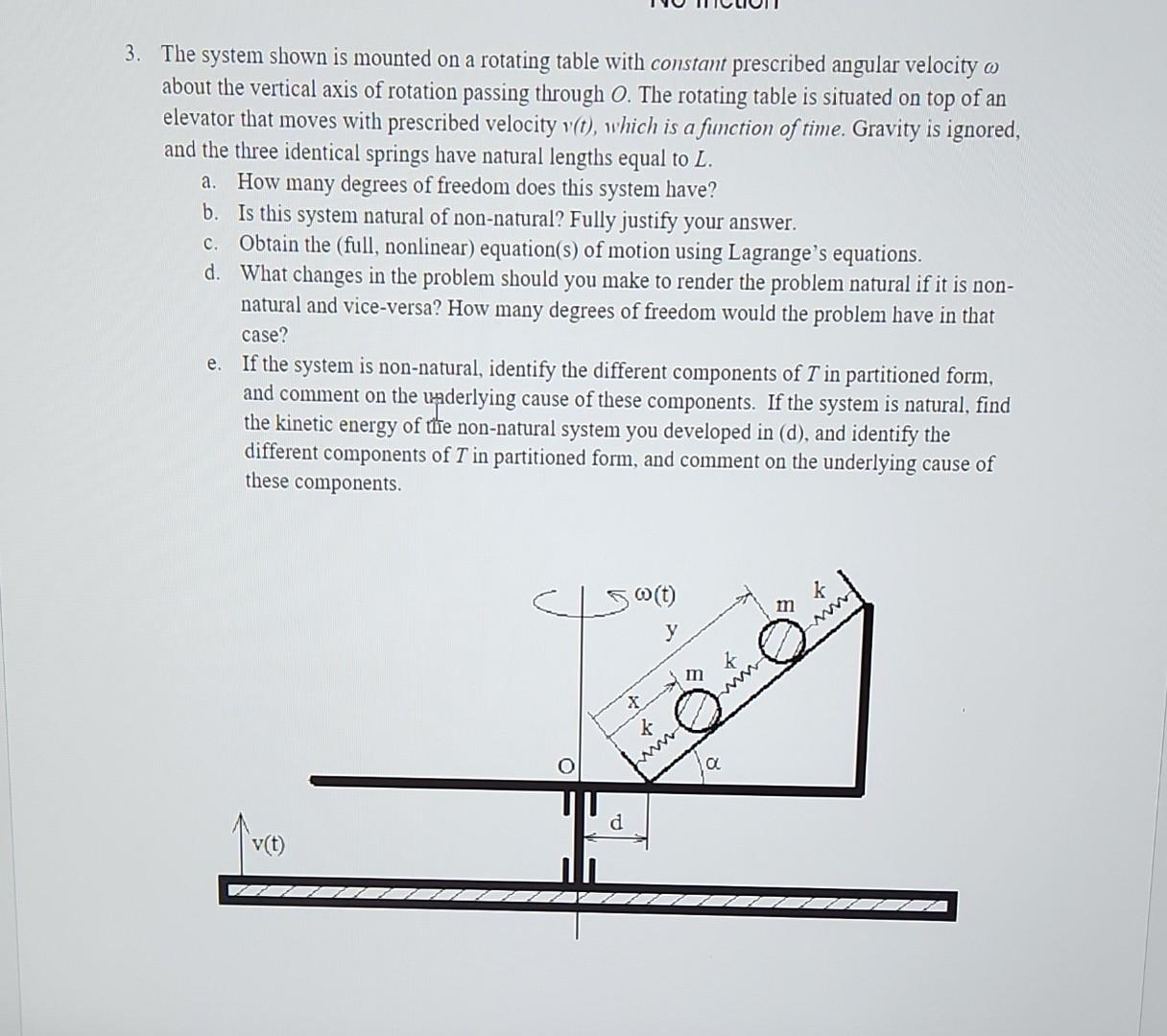 Solved 3. The system shown is mounted on a rotating table | Chegg.com