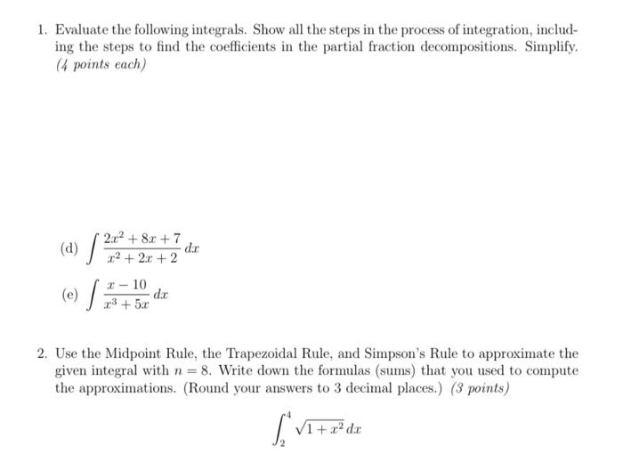 Solved please solve problems 1d, 1e, and 2, using the | Chegg.com