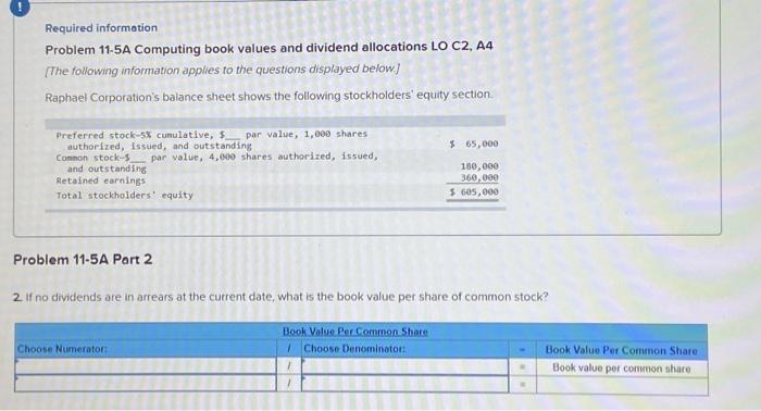 Solved Required information Problem 11-5A Computing book | Chegg.com