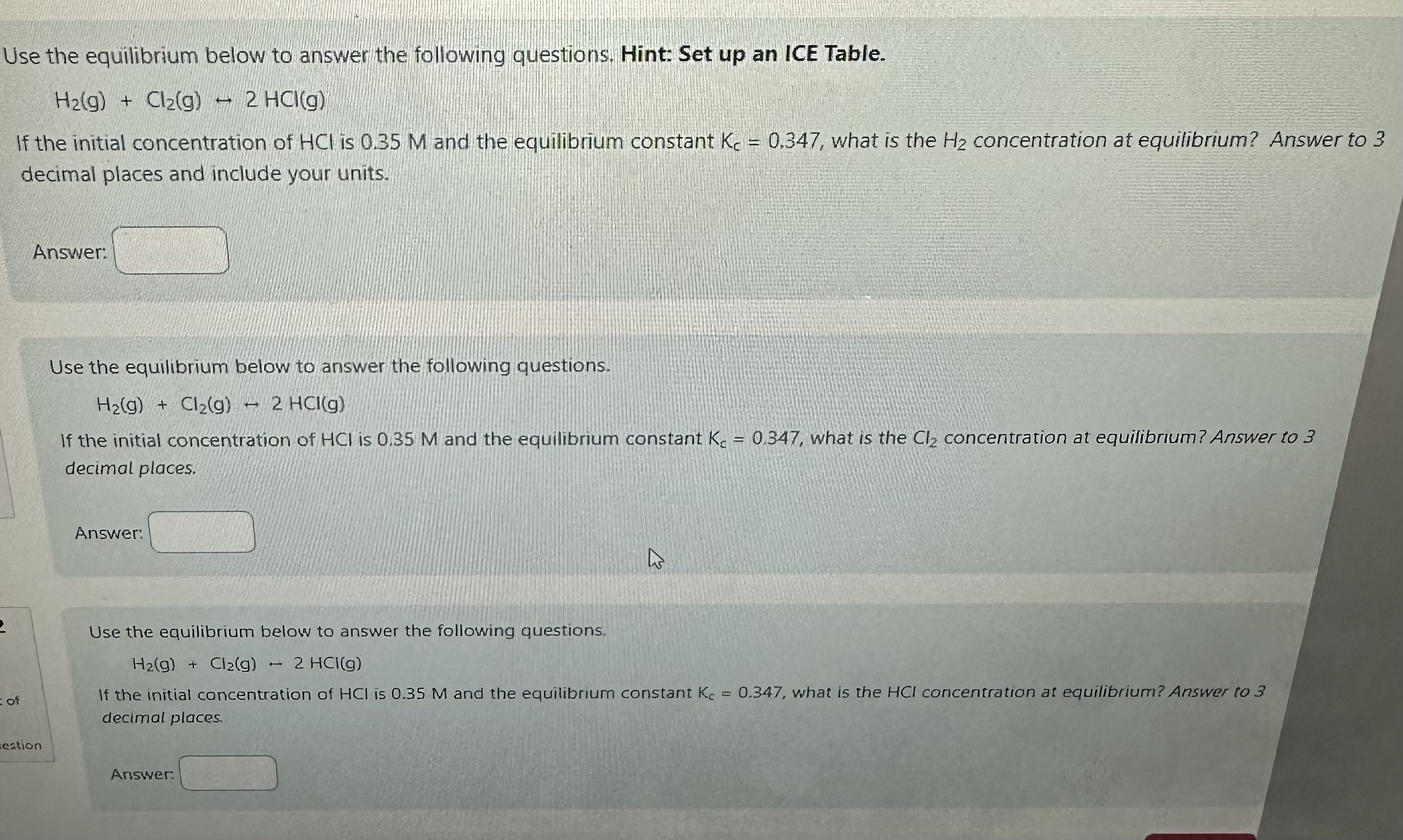 Solved Use the equilibrium below to answer the following | Chegg.com