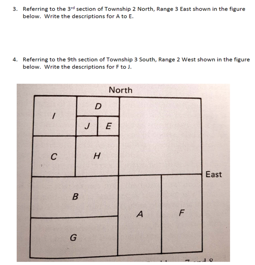 Solved Referring to the 3rd ﻿section of Township 2 ﻿North, | Chegg.com