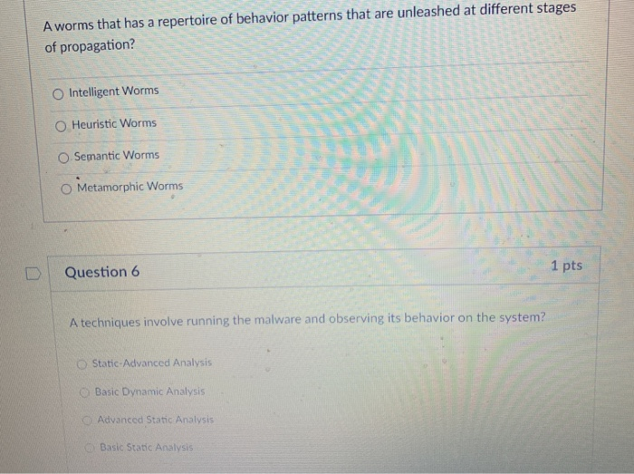 Solved A worms that has a repertoire of behavior patterns | Chegg.com