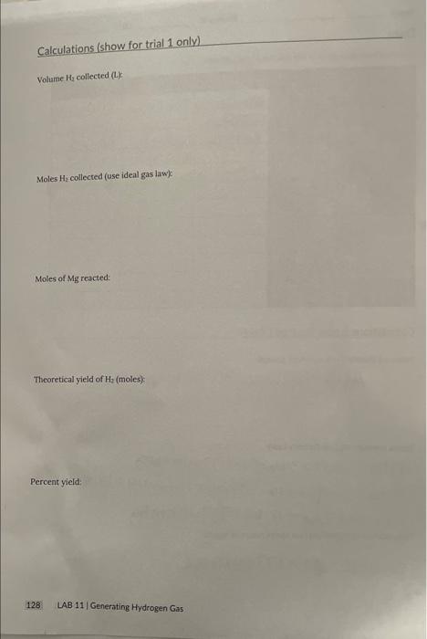 Solved Name: Section Date Data Collecting hydrogen gas from | Chegg.com