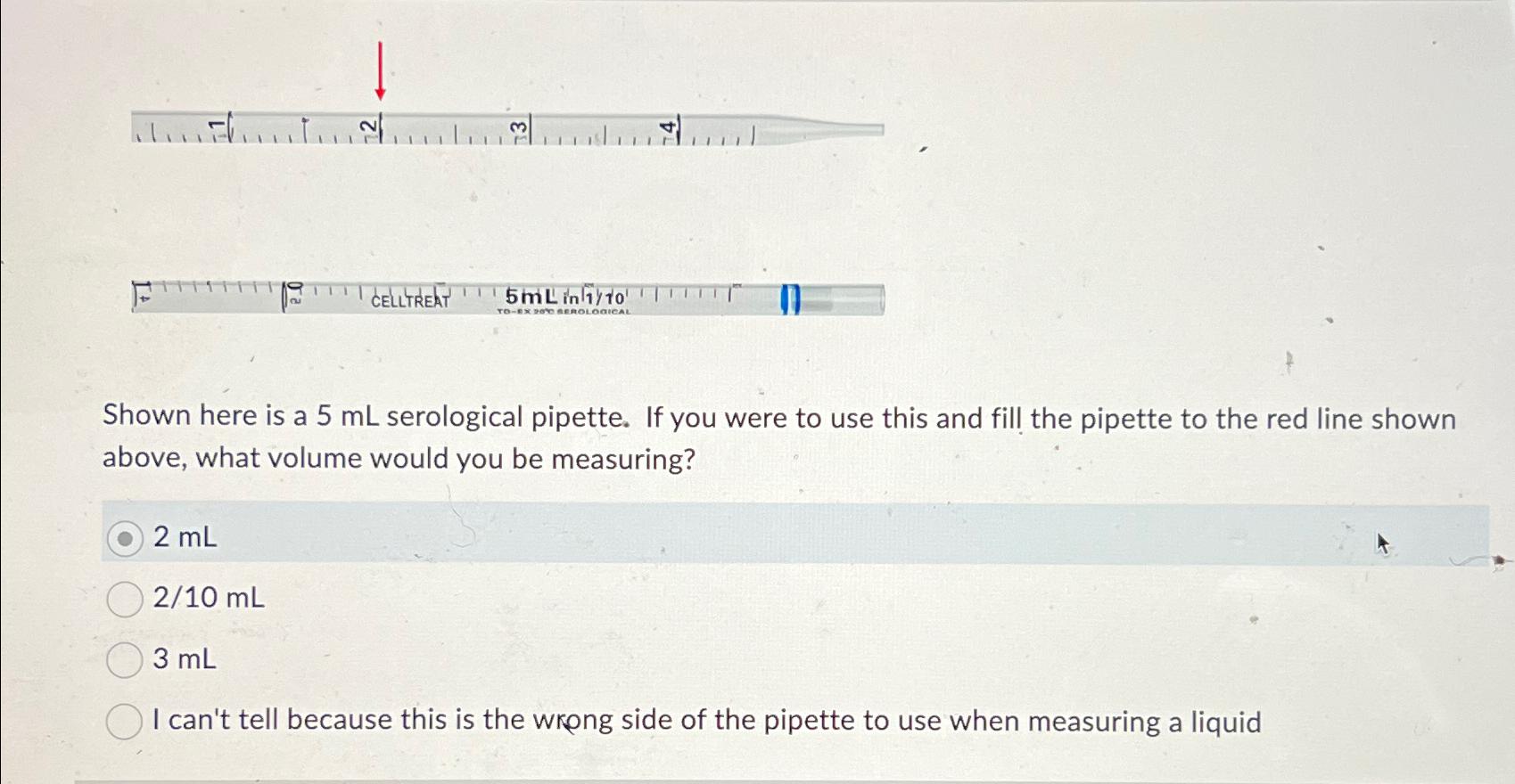 Solved Shown here is a 5mL ﻿serological pipette. If you were | Chegg.com