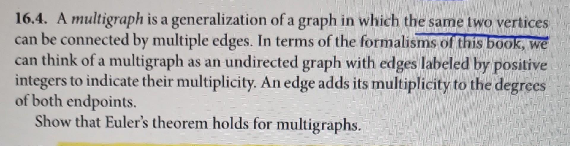 Solved 16.4. A multigraph is a generalization of a graph in | Chegg.com