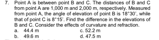 Solved 7. Point A is between point B and C. The distances of | Chegg.com