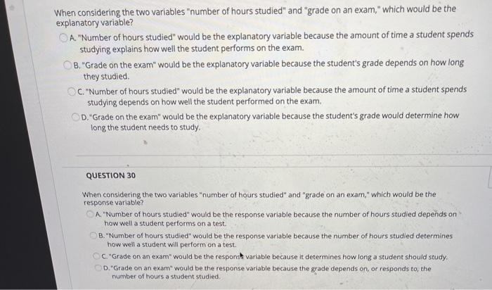 Solved When considering the two variables "number of hours | Chegg.com