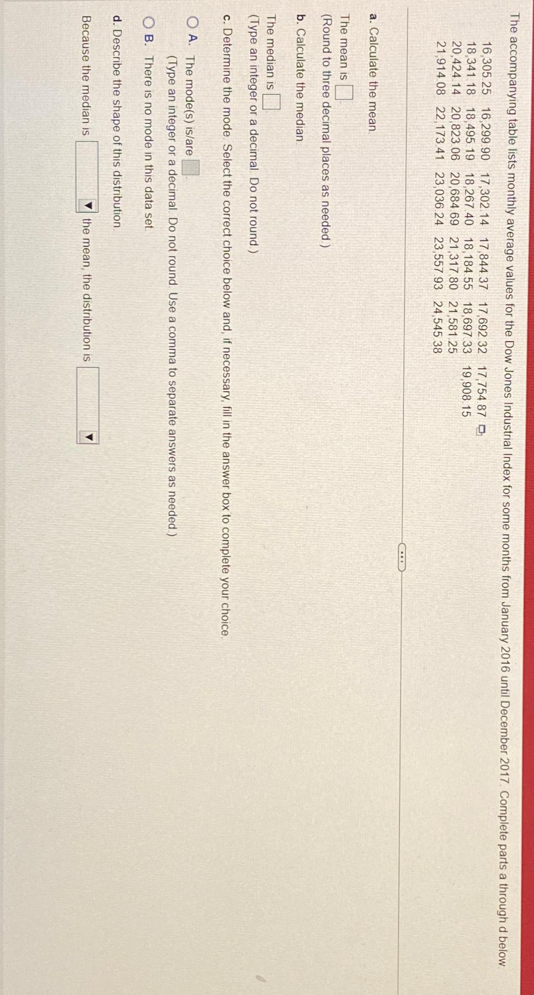 Solved The accompanying table lists monthly average values | Chegg.com