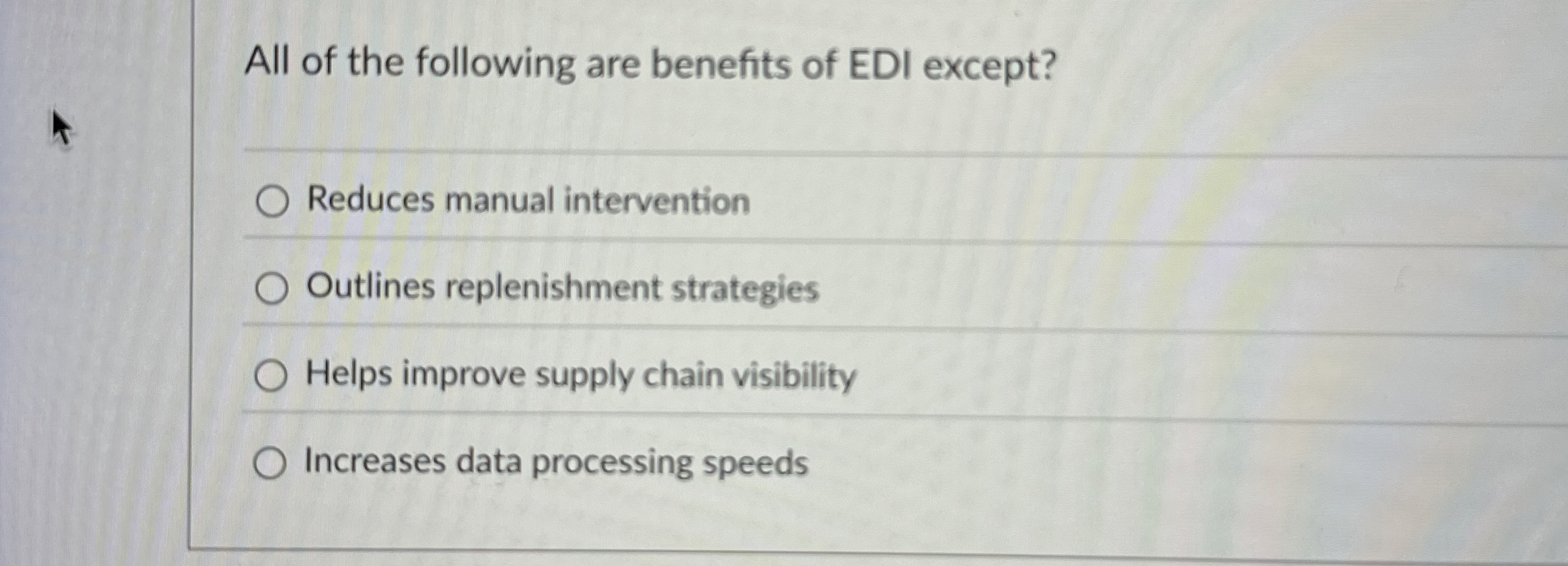 Solved All of the following are benefits of EDI | Chegg.com