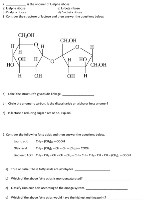 Solved 7. is the anomer of L-alpha ribose. a) L-alpha ribose | Chegg.com