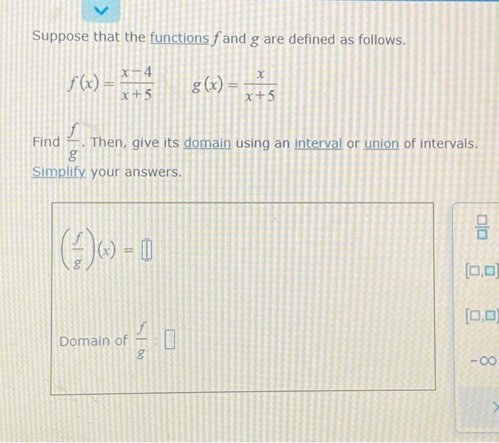 Solved > Suppose that the functions fand g are defined as | Chegg.com