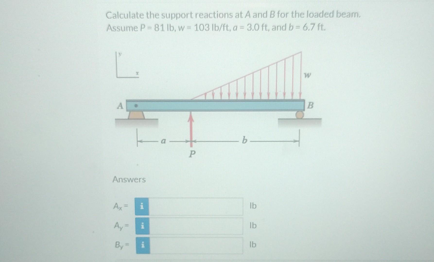 Solved Calculate the support reactions at A and B for the | Chegg.com