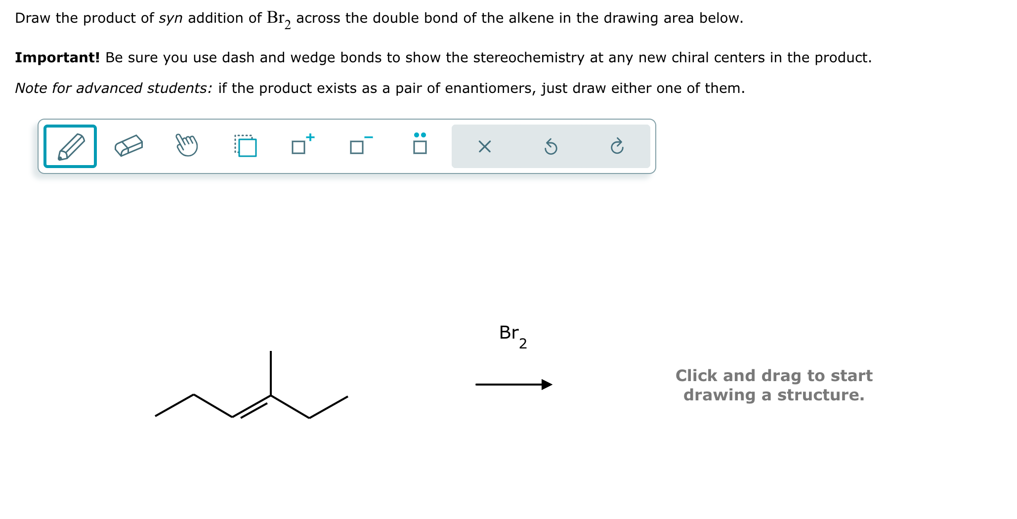 Solved Draw the product of syn addition of Br2 ﻿across the | Chegg.com