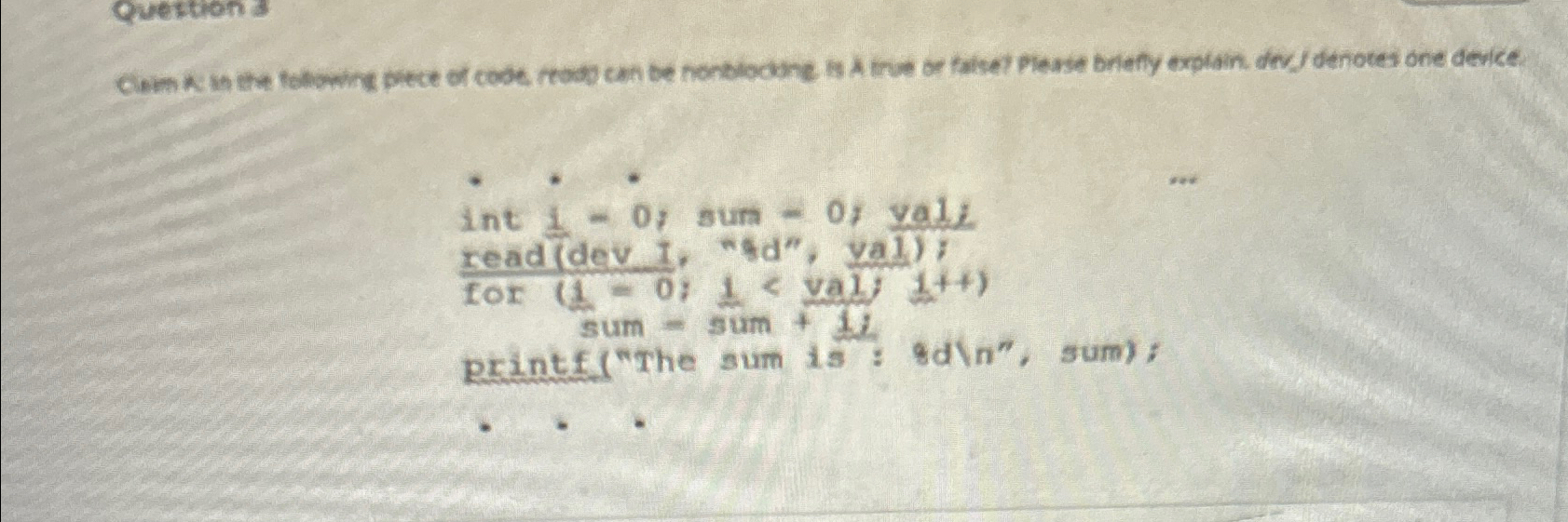 Solved Int 1-0; sun - ﻿or yaliread(dev 1, "क्व", | Chegg.com