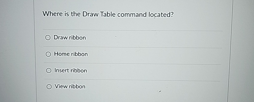 Solved Where is the Draw Table command located?Draw | Chegg.com