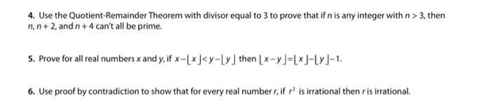 Solved 4. Use the Quotient-Remainder Theorem with divisor | Chegg.com