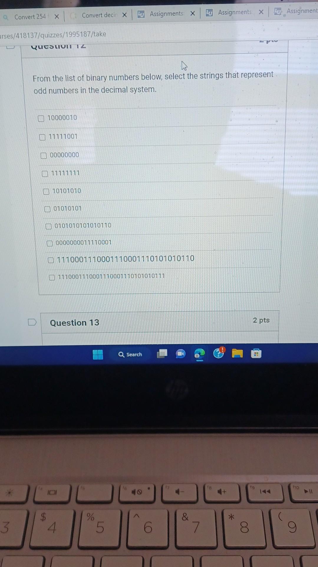 Solved From the list of binary numbers below, select the | Chegg.com