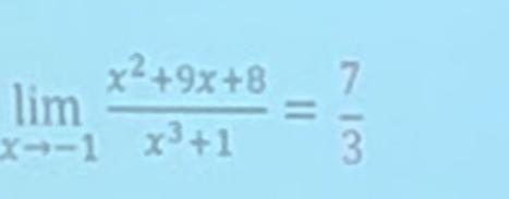 Solved limx→-1x2+9x+8x3+1=73 | Chegg.com