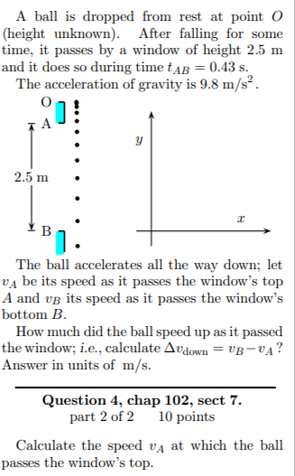 Solved A ball is dropped from rest at point O(height | Chegg.com