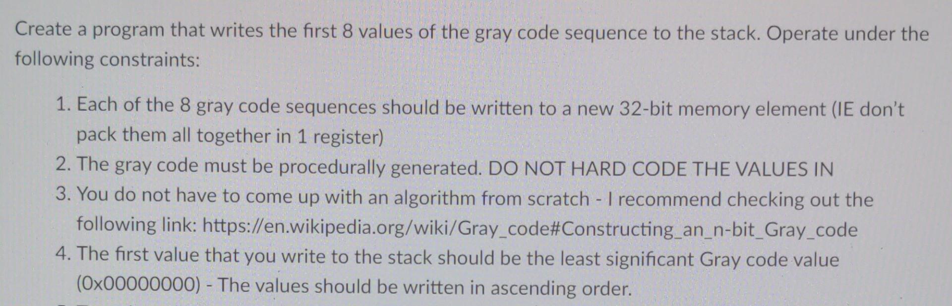 Solved Create a program that writes the first 8 values of | Chegg.com