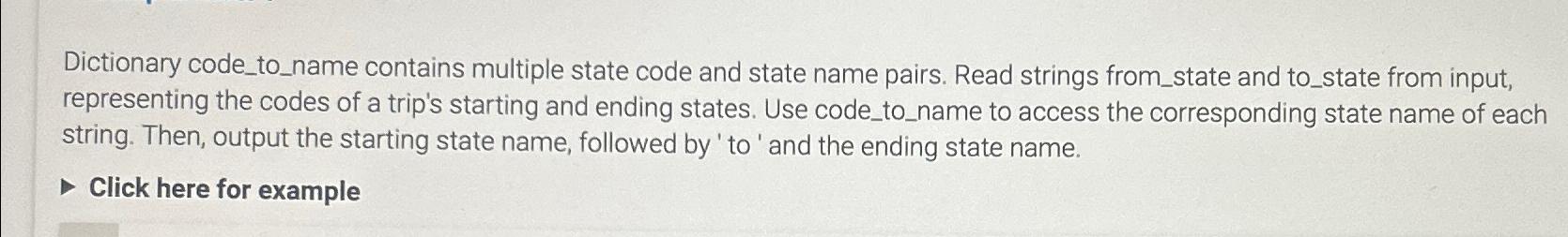 Solved Dictionary code_to_name contains multiple state code | Chegg.com