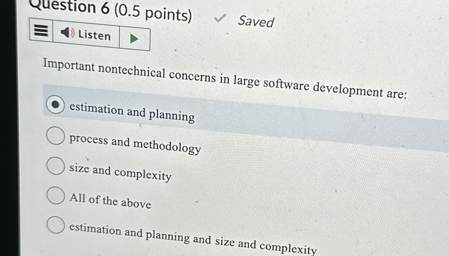 Solved Question 6 ( 0.5 ﻿points) ﻿SavedImportant | Chegg.com